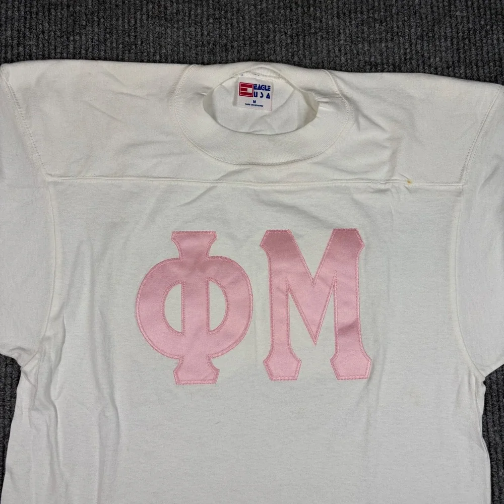Eagle USA | Tops | Eagle Usa Phi Mu Sorority Jersey Tshirt White Pink ...